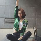 Bigfol - Cactus Embroidered Zip Baseball Jacket | YesStyle