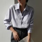 Odestra - Long-Sleeve Button-Up Plain Shirt | YesStyle