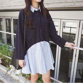 EFO - Two-Tone Mock Two-Piece Tunic | YesStyle