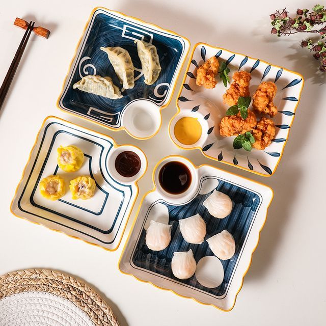 MizzMing - Print Square Ceramic Dumpling Plate | YesStyle