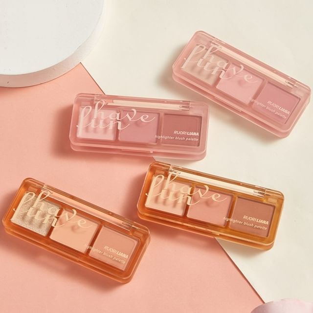 RUORI LIANA - Tri-Color Highlighter & Blush Palette - 4 Types | YesStyle