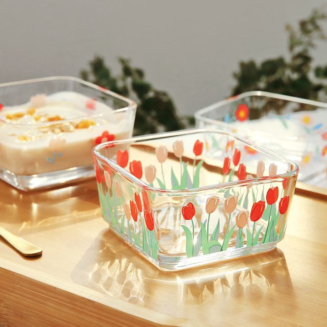 Cute Essentials - Flower Square Glass Bowl | YesStyle