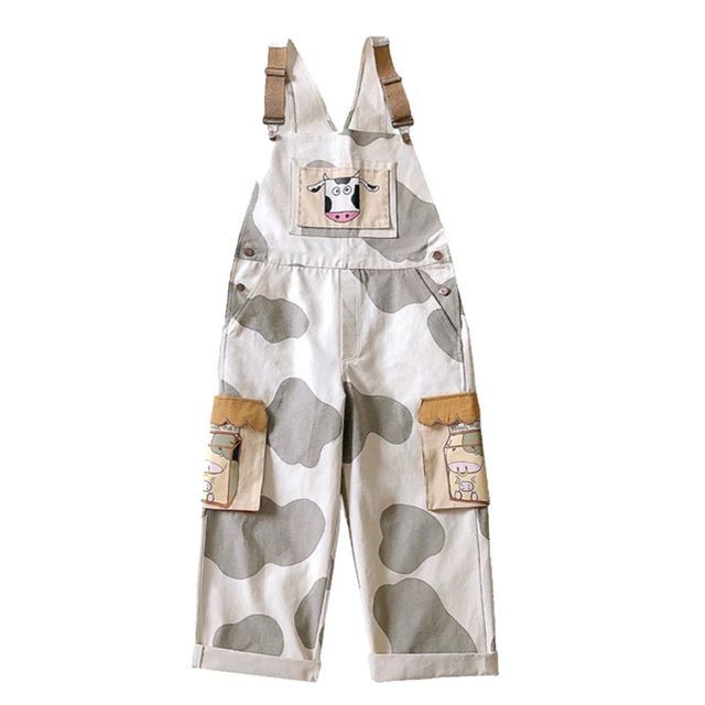 Fadorican - Cow Print Straight Leg Overalls | YesStyle