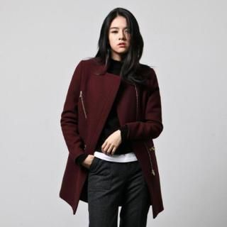 MAGJAY - Zip-Detail Wool Blend Coat | YesStyle