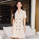 Princess Min - Short-Sleeve Plain Double-Breasted A-Line Blazer Dress ...