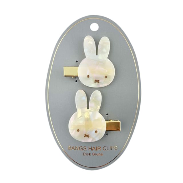 SHOBIDO - Miffy Bangs Hair Clip - Marble White (Set of 2) | YesStyle