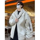 Fushet - Fluffy Hooded Plain Zip Jacket | YesStyle
