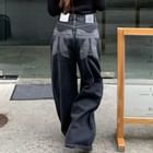 Coris - High Rise Ribbon Print Wide Leg Jeans | YesStyle