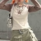 Sosana - Long Raglan Sleeve Star Applique T-Shirt | YesStyle
