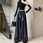 Aurora - Set: High Rise Striped Wide Leg Pants + Sash | YesStyle