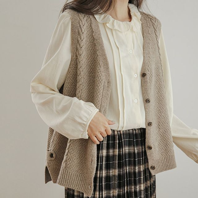 JUSTONE - Tab-Side Button-Up Vest | YesStyle
