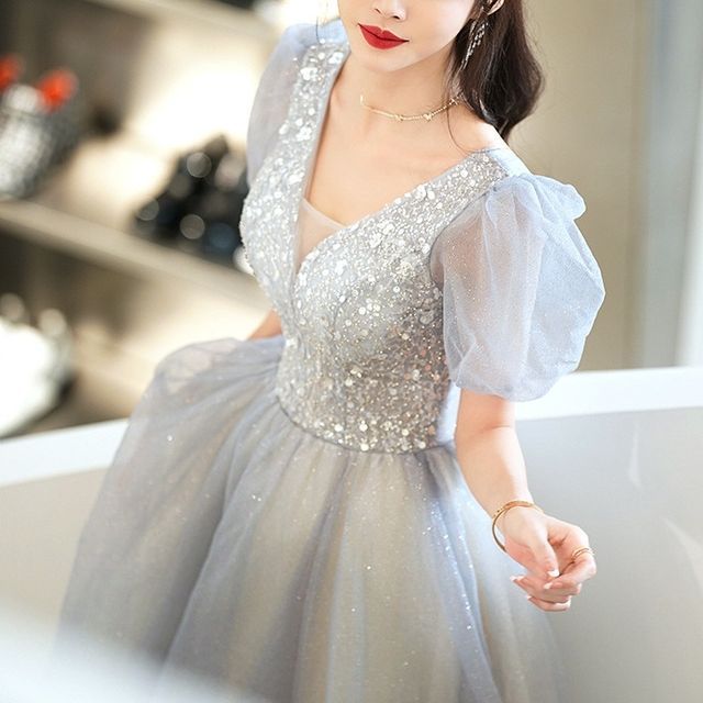 Ferim - Mesh A-Line Evening Gown / Cocktail Dress | YesStyle