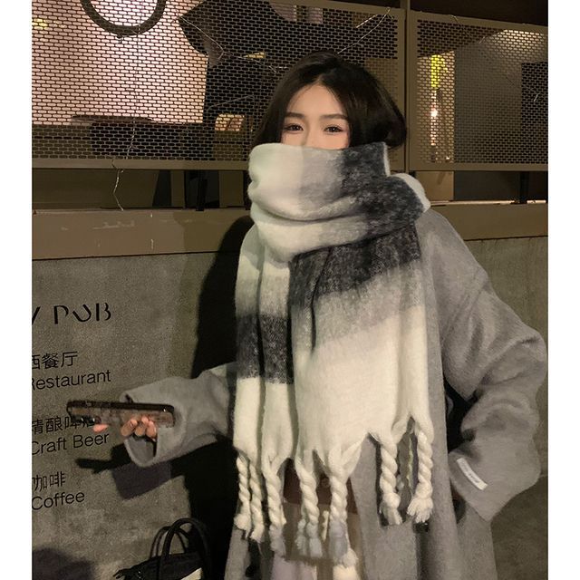 Combon - Gradient Braided Fringe Winter Scarf | YesStyle