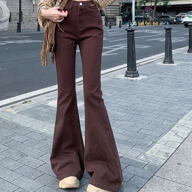 Beem - High Rise Plain Bell Bottom Jeans | YesStyle