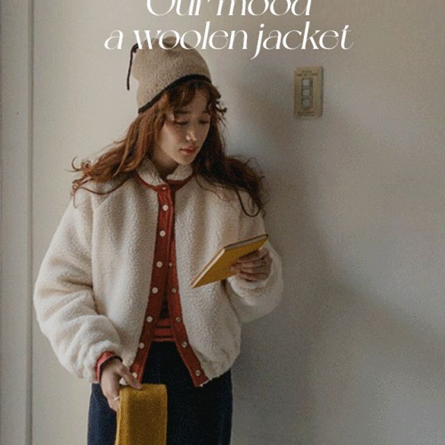 LEELIN - Collared Contrast-Trim Dumble Jacket | YesStyle