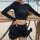 CUCURBIT - Set: Lettering Rash Guard + Skirt | YesStyle