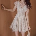 Corro - Cap-Sleeve Lace A-Line Dress | YesStyle