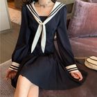 Rorah - Sailor Collar Long-Sleeve A-Line Dress | YesStyle