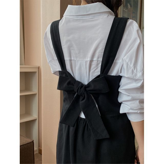 J-ANN - PLUS SIZE Beribboned-Back Long Bustier Dress | YesStyle