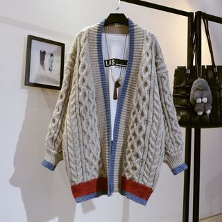 Jaycee - Cable Knit Striped Cardigan | YesStyle
