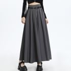 Shinsei - High Waist Plain Pleated Maxi A-Line Skirt | YesStyle