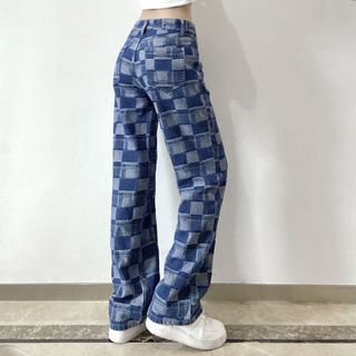 BrickBlack - Checkerboard Wide-Leg Jeans | YesStyle