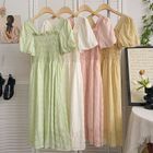 DIYI - Puff-Sleeve Square-Neck Plain Dress | YesStyle