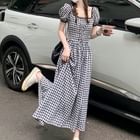 Shinsei - Short-Sleeve Square Neck Midi A-Line Dress | YesStyle