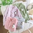 Somnus - V-Neck Cartoon Detail Fleece Button Pajama Jacket | YesStyle