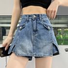 Sibpal - High Waist Slit Denim Skort | YesStyle