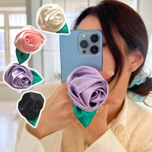 SeoulMall - Satin Rose Phone Holder | YesStyle
