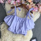 Dudu - Cold-Shoulder Bow Accent Cropped Blouse | YesStyle