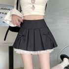 Yako - High Waist Two Tone Mini Pleated Skirt | YesStyle