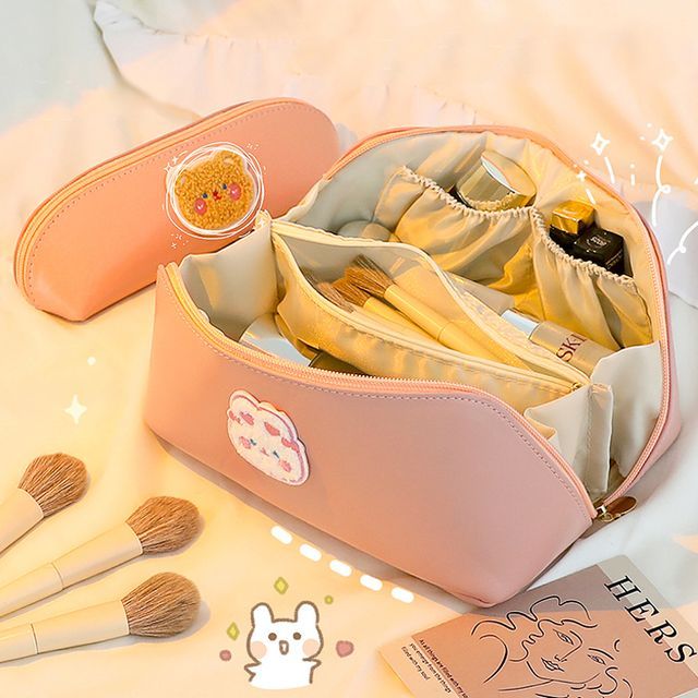 Hekki - Animal Applique Faux Leather Makeup Bag / Makeup Brush Case ...