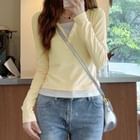 Cloud Nine - Mock Two-Piece Long-Sleeve Notch Neck Two Tone Slim Fit ...