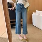 Wisjam - Mid Waist Washed Cropped Bootcut Jeans | YesStyle