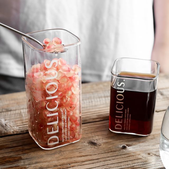 Beaucup - Lettering Square Glass Drinking Cup | YesStyle