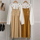 DIYI - Collared Flower Embroidered Blouse / Square Neck Flower Overall ...