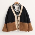 LIMA - V-Neck Color Block Chunky Knit Cardigan | YesStyle