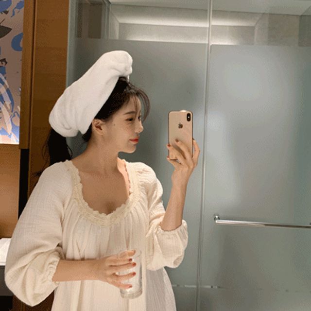 YANSAE - Lace-Trim Maxi Pajama Dress | YesStyle