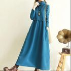 ZIMO - Long-Sleeve Turtleneck Plain Maxi Smock Dress | YesStyle