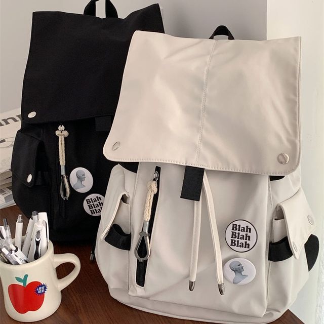 Anchara - Plain Drawstring Nylon Backpack | YesStyle