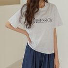 JUSTONE - 'OBSESSION' Letter Mélange T-Shirt | YesStyle