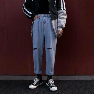 Arthur Look - Ripped Straight Cut Jeans | YesStyle