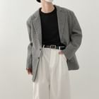 Fushet - Lapel Collar Plaid Single Breasted Blazer | YesStyle