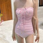 Honolulu - Halter Gingham Drawstring Swimsuit | YesStyle