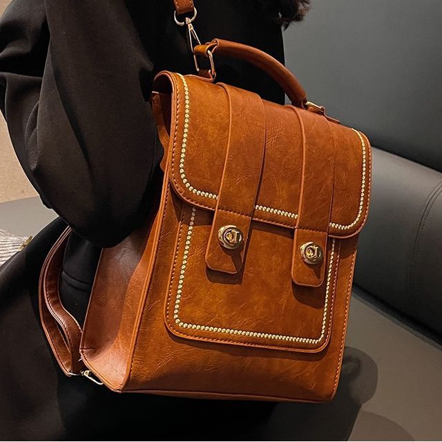 Lizzy - Faux Leather Flap Backpack | YesStyle