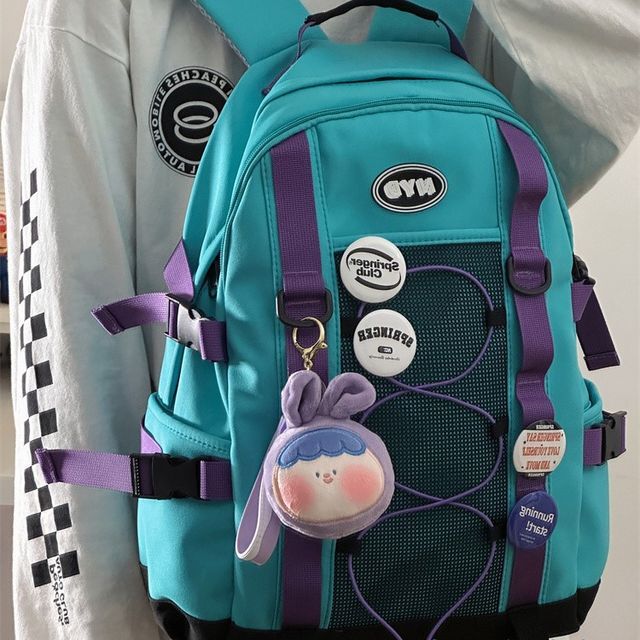 Anchara - Lettering Buckled Backpack / Bag Charm / Set | YesStyle