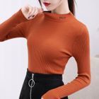 MAVIS - Letter Embroidered Mock-Turtleneck Knit Top | YesStyle
