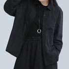 SIMPLE BLACK - Long-Sleeve Plain Shacket | YesStyle